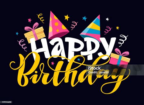 祝你生日快樂 美麗的範本手繪塗鴉文字藝術明信片邀請慶祝向量圖形及更多事件圖片 事件 剪裁圖 幸福 Istock