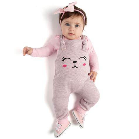 Roupa Bebê Menina Conjunto Infantil Macacão Jardineira Moletom De