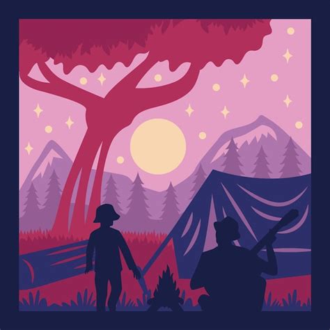 Premium Vector Camping Tent Shadow Box