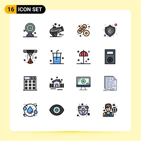 Flat Color Filled Line Pack Of 16 Universal Symbols Of Drinks Laser