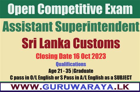 Assistant Superintendent Sri Lanka Customs Teacher