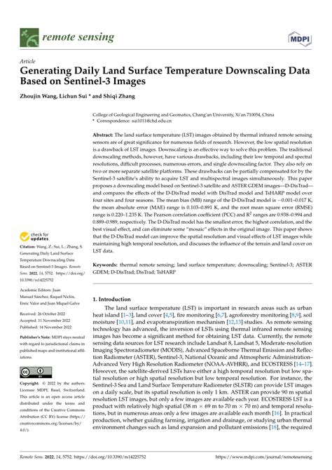 Pdf Generating Daily Land Surface Temperature Downscaling Data Based