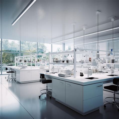 Premium Photo 3d Render Of Modern Lab Interior With Glassware And