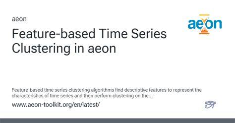 feature based time series clustering in aeon aeon 1 2 0 documentation