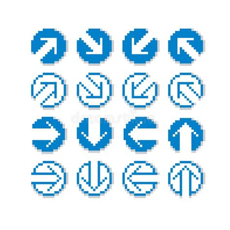 Set Of Vector Retro Cursor Signs Made In Pixel Art Style Simplistic Arrows Pointing At