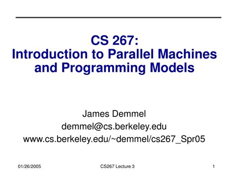 Ppt Cs 267 Introduction To Parallel Machines And Programming Models