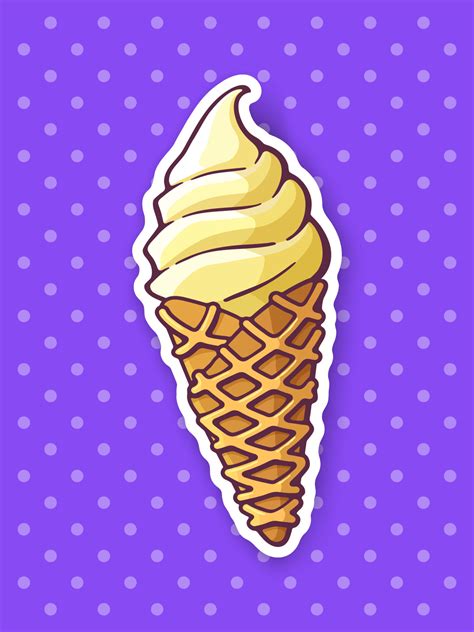Sticker Vanilla Ice Cream In The Waffle Cone 22794003 Vector Art At