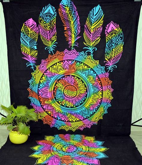 Hippie Mandala Bohemian Wall Tapestry Psychedelic Cotton Intricate