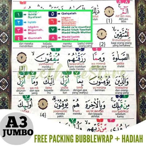 Promo Mushaf Jumbo Terjemah Latin Perkata Al Quran Tajwid Blok Angka
