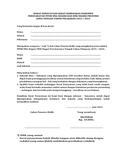 Surat Pernyataan Kebenaran Dokumen Pdf
