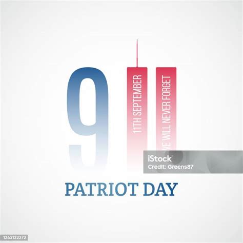 애국자의 날 배너 우리는 결코 잊지 못할 것입니다 9월 11일 기념일 스톡 벡터 일러스트레이션 911 테러 추모 행사에 대한