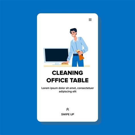 Hygiène Nettoyage Bureau Table Vecteur Personne Nettoyant Professionnel