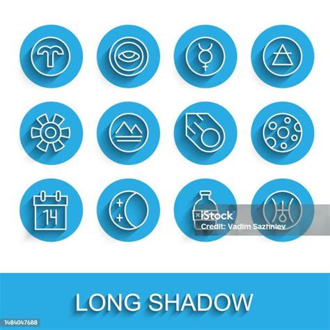 라인 달력 태양의 일식 양자리 조디악 생수 상징 천왕성 지구 요소 보름달 및 혜성 아이콘을 설정합니다 벡터 0명에 대한 스톡 벡터 아트 및 기타 이미지 Istock