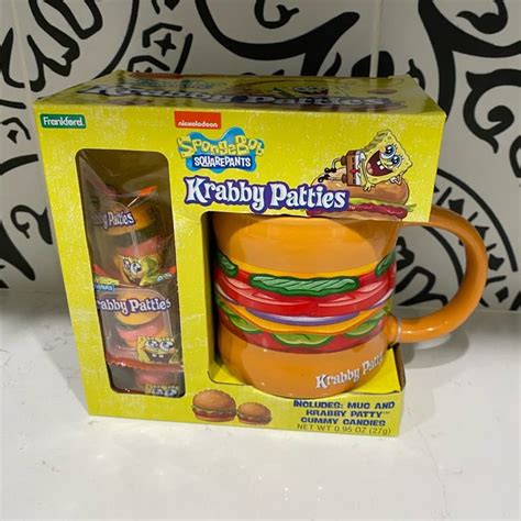 Nib Spongebob Squarepants Krabby Patties Mug And Gummy Candy T Set