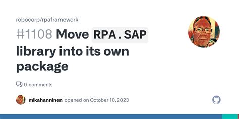 Move RPA SAP Library Into Its Own Package Issue 1108 Robocorp