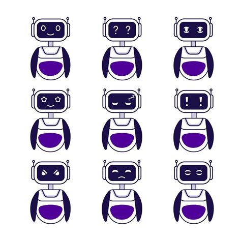 Robot Emotion Set Chatbot Avatar Chatbot Character Head With Different Feelings Digital