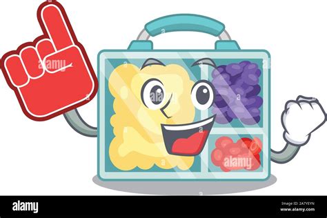 Happy Lunch Box Above Foam Finger Character Table Stock Vector Image