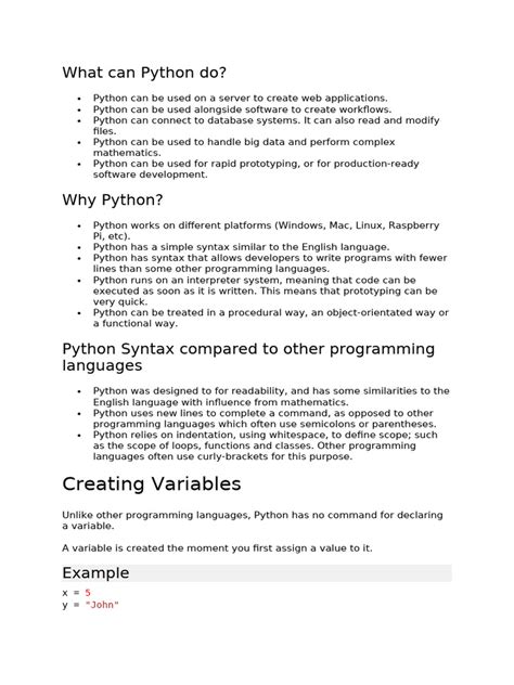 Creating Variables What Can Python Do Pdf Python Programming