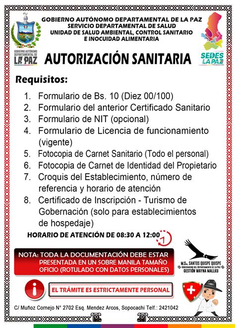 AutorizaciÓn Sanitaria Sedes La Paz