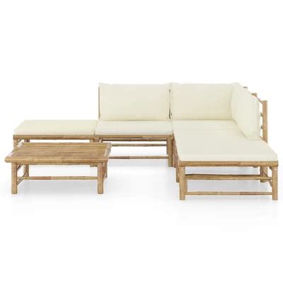 Vidaxl 6 Piece Patio Lounge Set Sturdy Bamboo Construction Cream