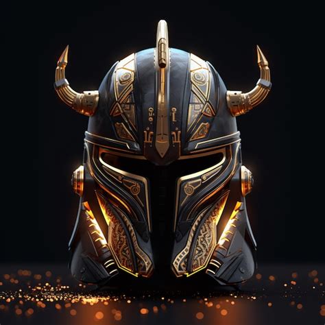 Lindo Capacete De Armeiro Em Forma De Preto E Ouro Imagem De