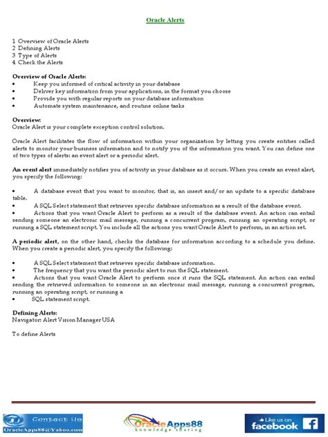 Oracleapps88 Oracle Alerts Pdf Pdf Oracle Database Databases