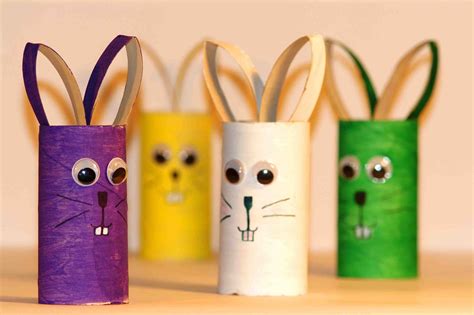 Простые поделки для детей Зайцы из картона Поделки Искусство на туалетной бумаге Детские