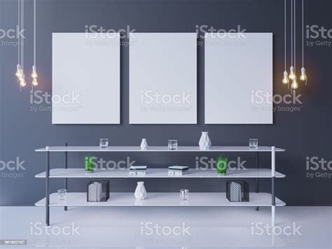 빈 프레임 및 방에 있는 식물 인테리어 포스터 모형 3d 렌더링입니다 일러스트 레이 션 0명에 대한 스톡 사진 및 기타 이미지