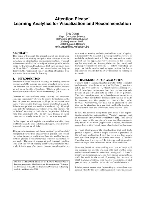 Pdf Attention Please Learning Analytics For Visualization And Recommendation