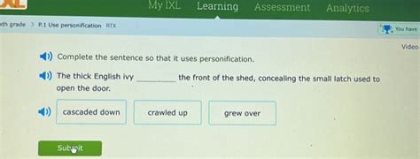 Solved My IXL Learning Assessment Analytics Th Grade P 1 Use