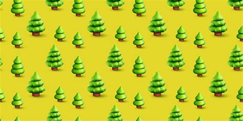 노란색 배경에 녹색 크리스마스 트리와 벡터 완벽 한 패턴입니다 다른 크리스마스 소나무와 가문비 나무의 3d 스타일 디자인 추상 장식 크리스마스 패턴 0명에 대한 스톡 벡터