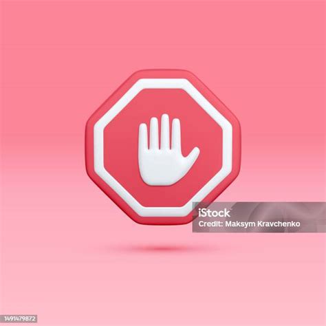 3d 현실적인 정지 신호 격리 된 빛 배경입니다 핸드 스톱 기호 교통 정지 제한적이고 위험한 상징 벡터 그림 3차원 형태에 대한 스톡 벡터 아트 및 기타 이미지 Istock