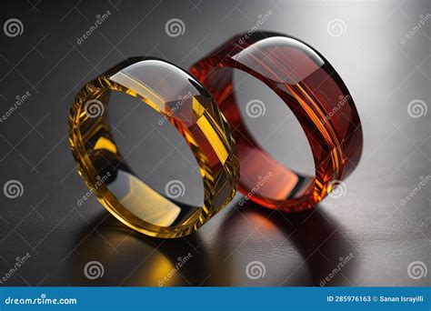 Colorful Glass Rings On A Black Background Ai Generative Stock Image