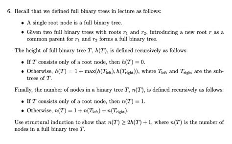 solved 6 recall that we defined full binary trees in