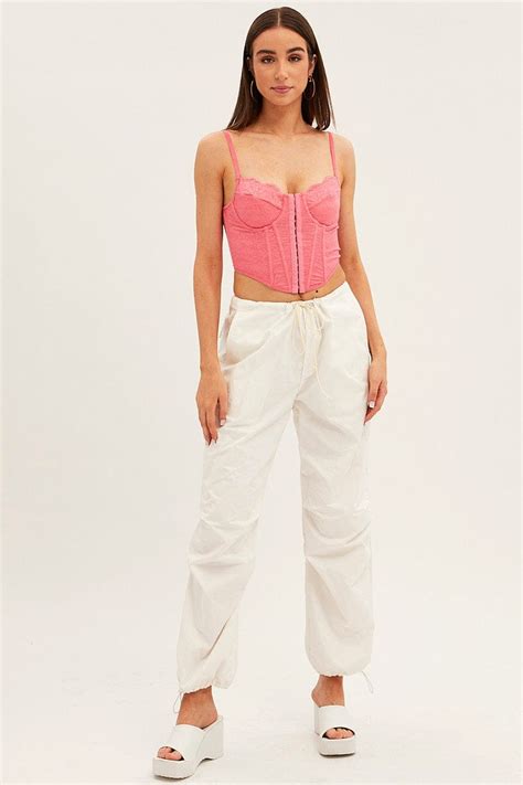 Pink Floral Lace Corset Top Lingerie Ally Fashion