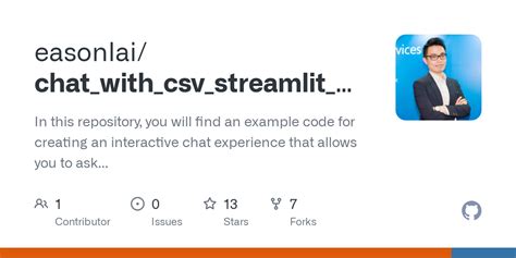 Github Easonlai Chat With Csv Streamlit With Chart In This