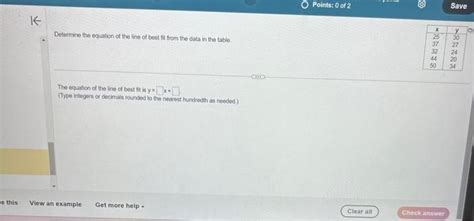 Solved Determine The Equation Of The Line Of Best Fit From Chegg