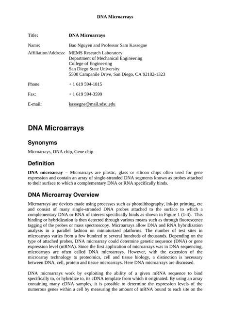 Pdf Dna Microarrays