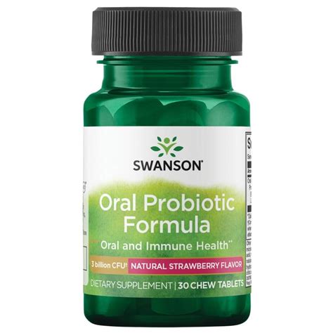 Swanson Oral Probiotic Formula 3 Billion Cfu 30 Chewables Strawberry Flavour Bigvits Uk