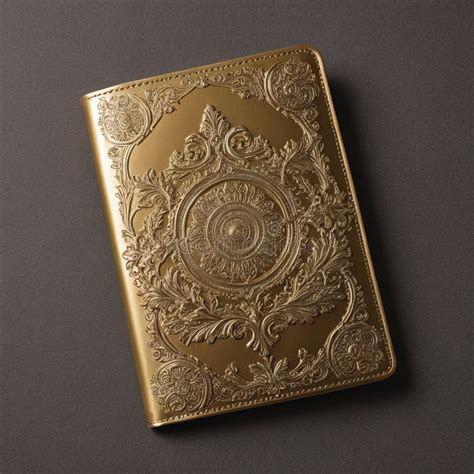 Chic Black Passport Holder With Elegant Golden Border Stock