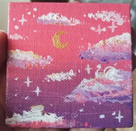 Маленький холст Рисунок на маленьком холсте акрилом небо Художественное оформление книг