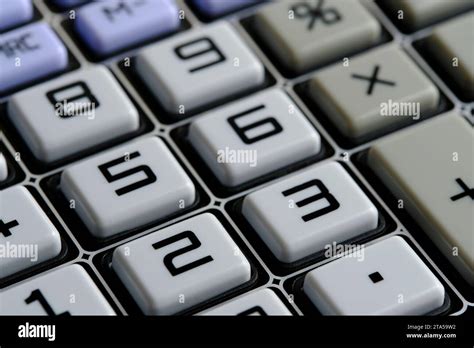 Calculator Keyboard With Numbers Gray Color On Macro Photos Stock