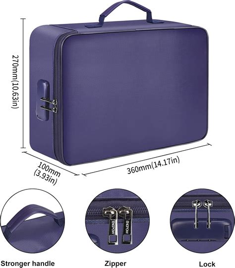 Fireproof Document Box Lockable File Storage Box Multi Function Organizer Bag Portable Carry