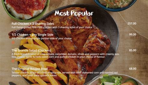 Nandos Menu And Prices South Africa