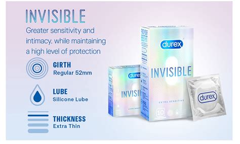 Durex Invisible Extra Sensitive Thinnest Condoms 10s 52mm Shopee