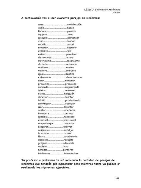 Pareja De Sinónimos 2 Pdf