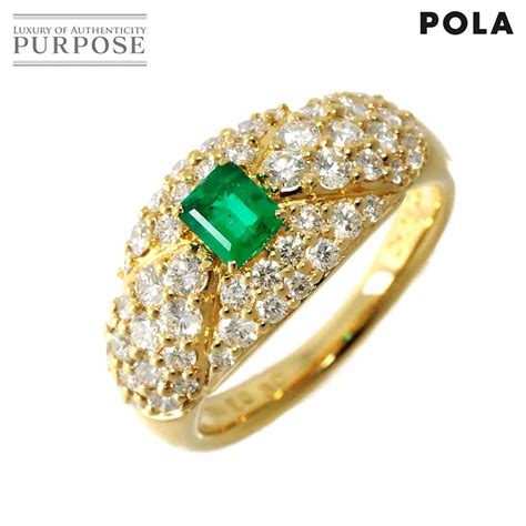 【楽天市場】【新品同様】 ポーラ Pola 14号 リング エメラルド 0 30ct ダイヤ 1 16ct K18 Yg イエローゴールド