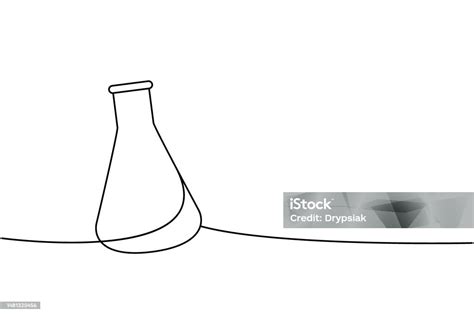 유리 플라스크 한 줄 연속 도면 실험실 유리 장비 연속 한 줄 그림 벡터 미니멀리스트 선형 그림입니다 건강관리와 의술에 대한 스톡 벡터 아트 및 기타 이미지 Istock