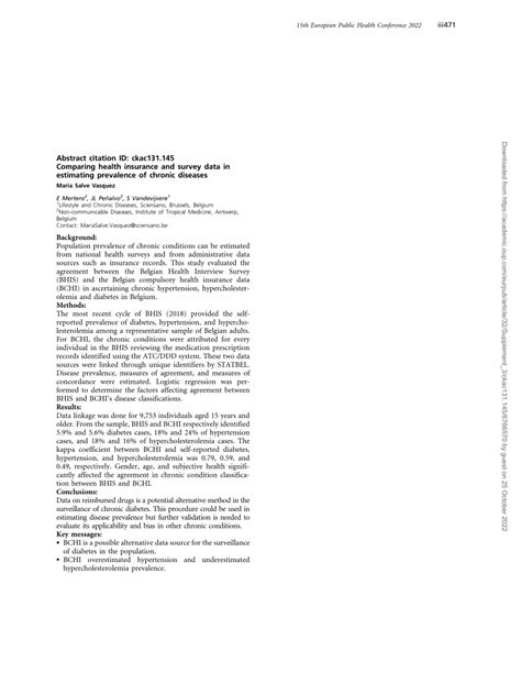 Pdf Comparing Health Insurance And Survey Data In Estimating Prevalence Of Chronic Diseases