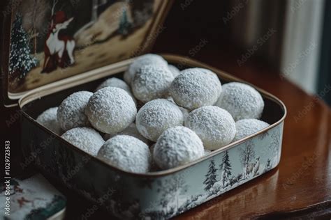 Snowball Cookies In Vintage Tin A Classic Holiday Treat These